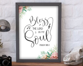 Bless the Lord Oh My Soul Psalm 103 Bible Verse Art - Etsy UK
