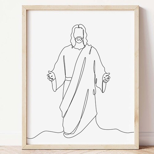 Jesus Portrait Line Art Light LDS Wall Art Printable - Etsy