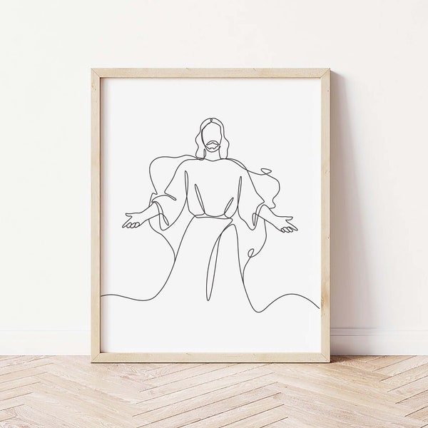 Jesus Line Drawing - Etsy