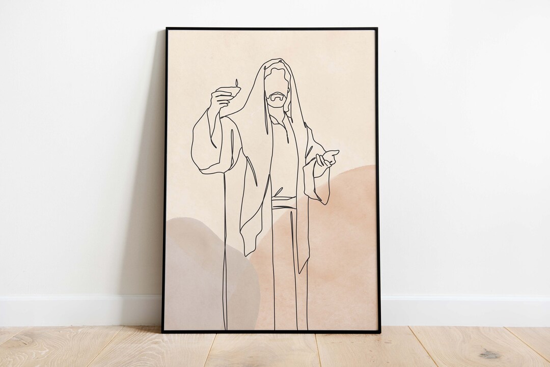 Jesus Portrait Line Art, Boho Wall Art, Printable, Baptism Gift, Jesus ...