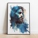 Blue Watercolor Jesus Portrait Art Print (digital Download) - Etsy