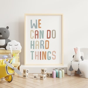 Boho Nusery Decor, We Can Do Hard Things Download, Printable Art ...