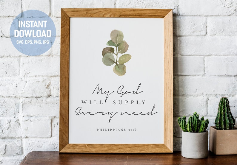 Philippians 4:19 Christian Wall Art Bible Wall Decor - Etsy