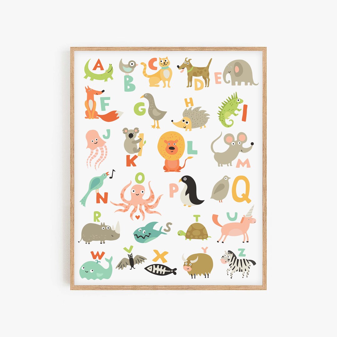 Animals Alphabet Print Animals Wall Art Digital Print - Etsy