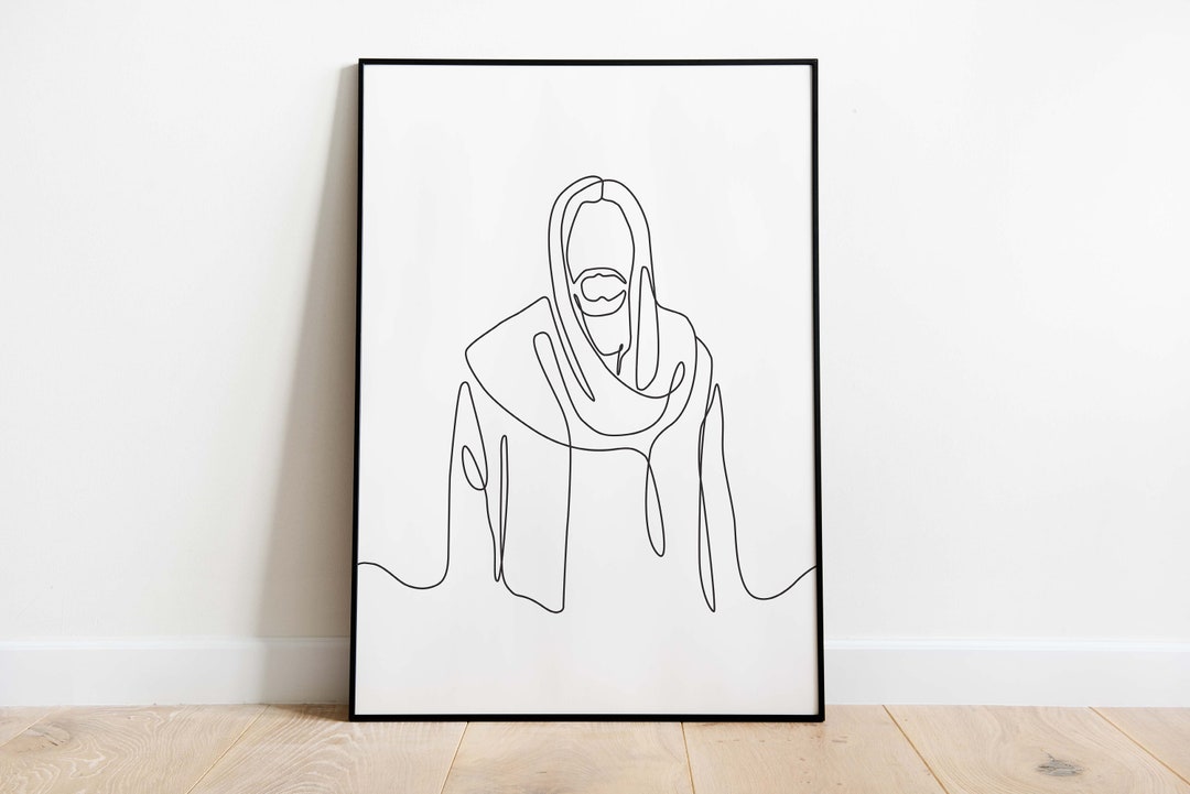 Jesus Line Art, Jesus Wall Art, Printable, Baptism Gift, Jesus Print ...