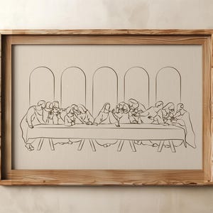 The Last Supper Line Art Print: Modern Christian Wall Decor (digital ...