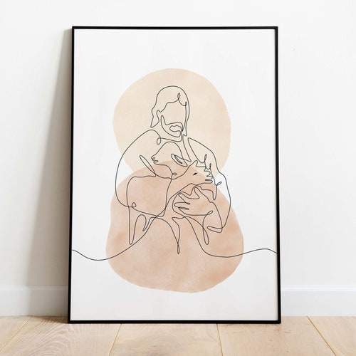 Jesus Portrait Line Art LDS Art Printable Baptism Gift - Etsy