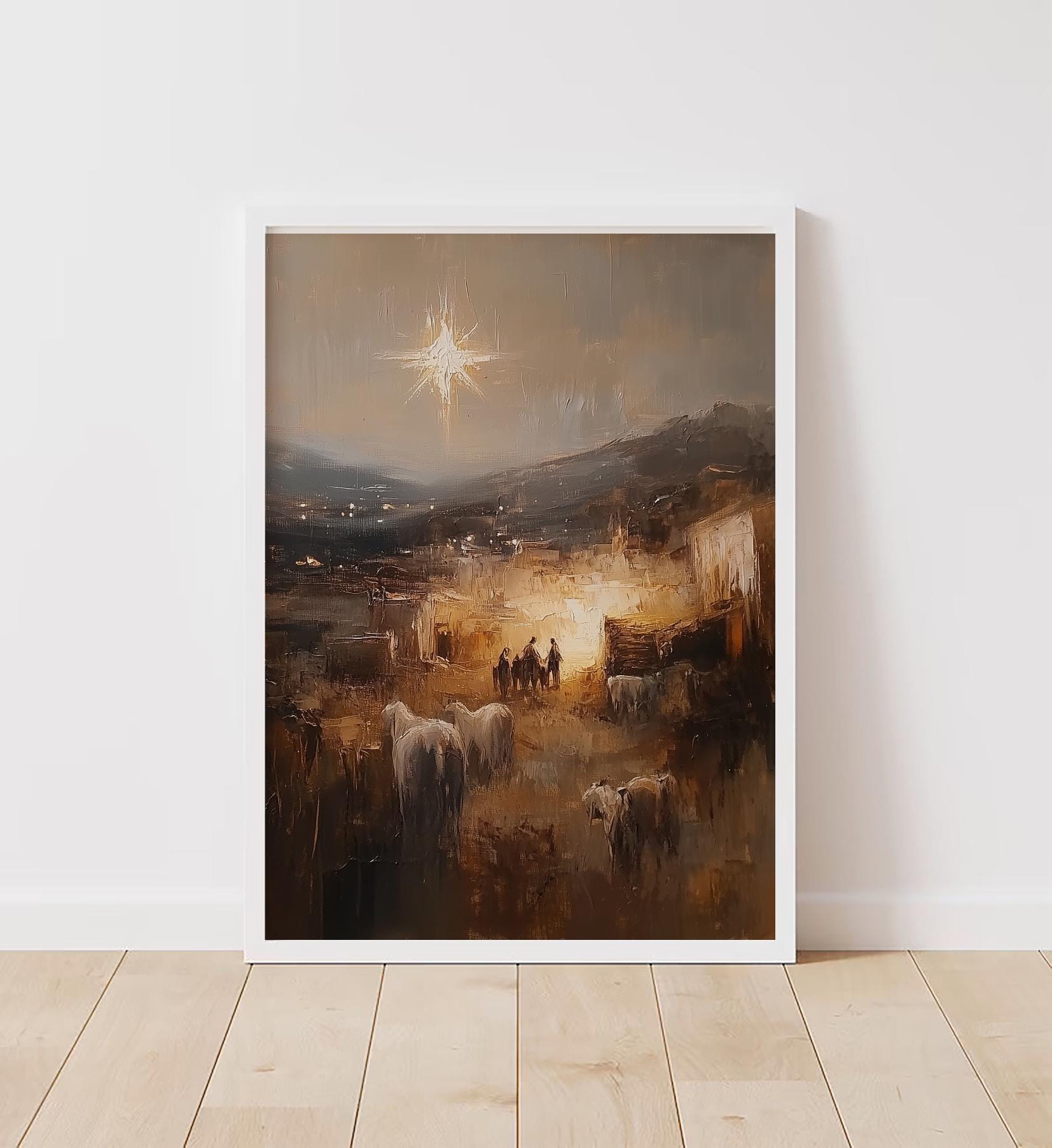 Nativity Scene Oil Painting Print: Christmas Wall Art (digital Download ...