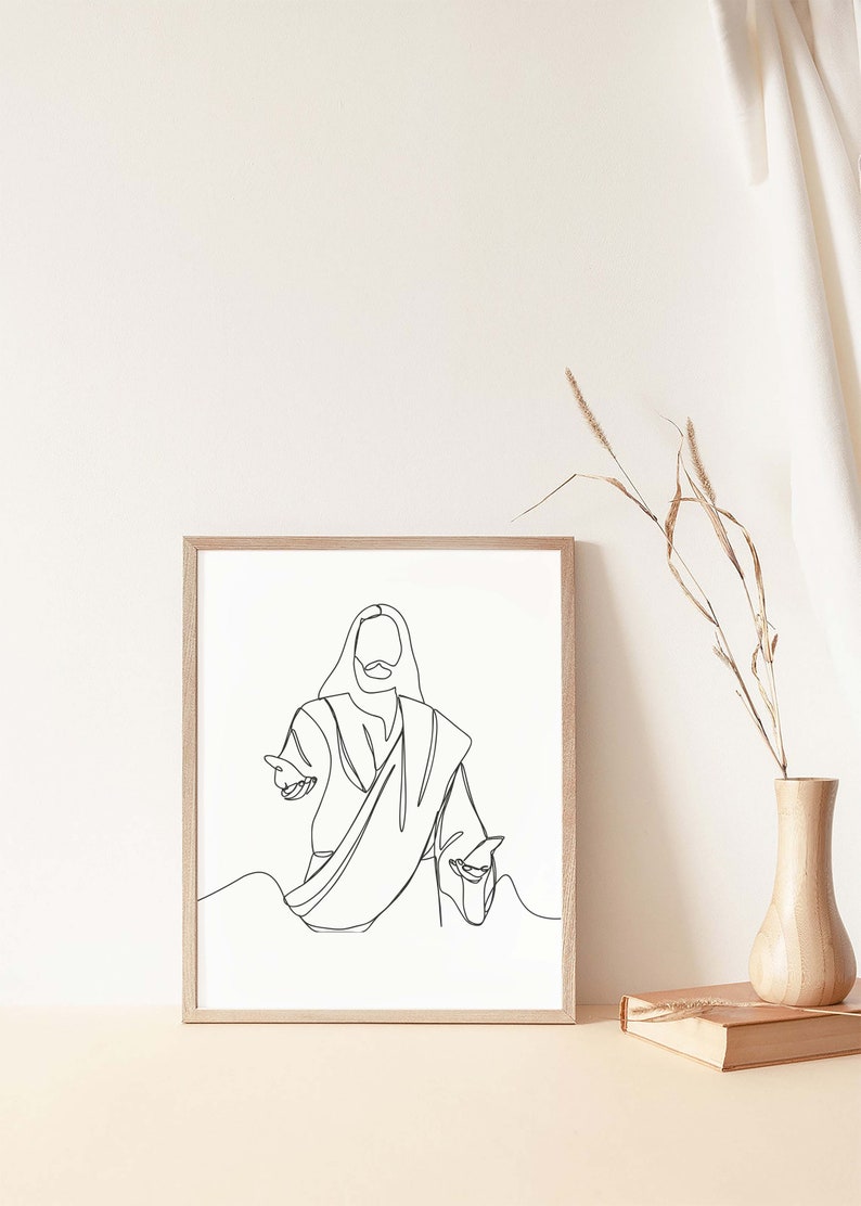 Jesus Line Art Jesus Wall Art Printable Baptism Gift Jesus - Etsy