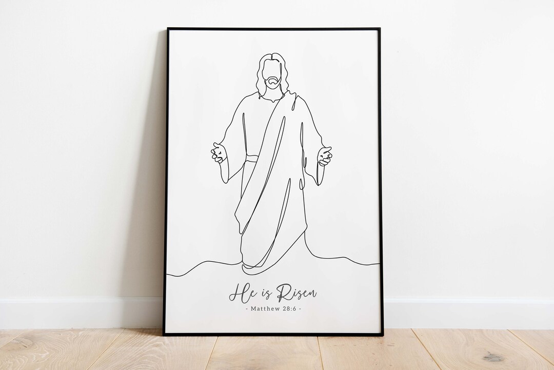 He is Risen Line Art Print: Minimalist Easter Decor (PRINTABLE) - Etsy