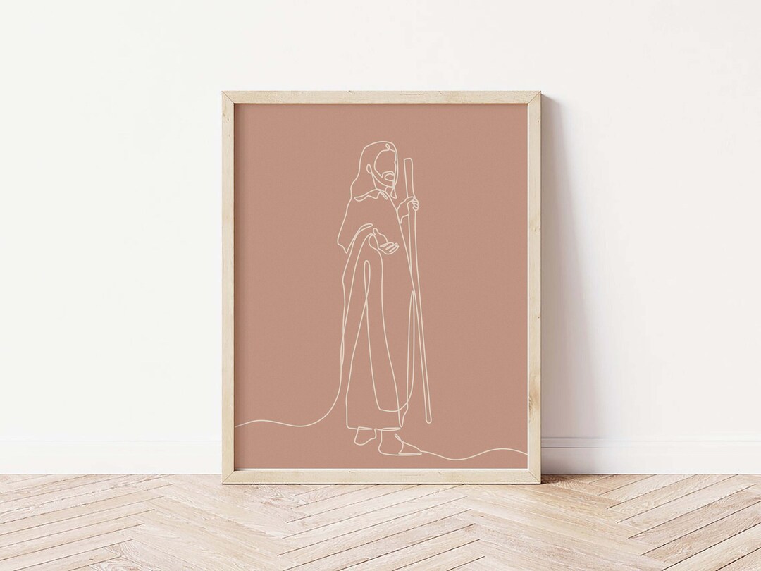 Jesus Portrait Line Art, Jesus Boho Wall Art, Printable, Baptism Gift ...