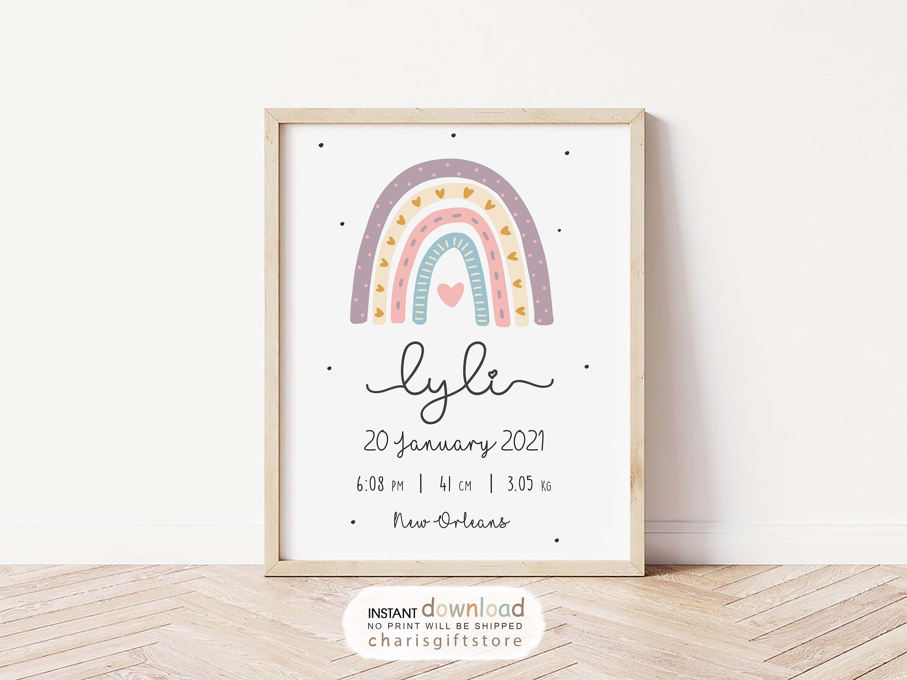 New Baby Print Birth Print Personalized Baby Gift Birth | Etsy