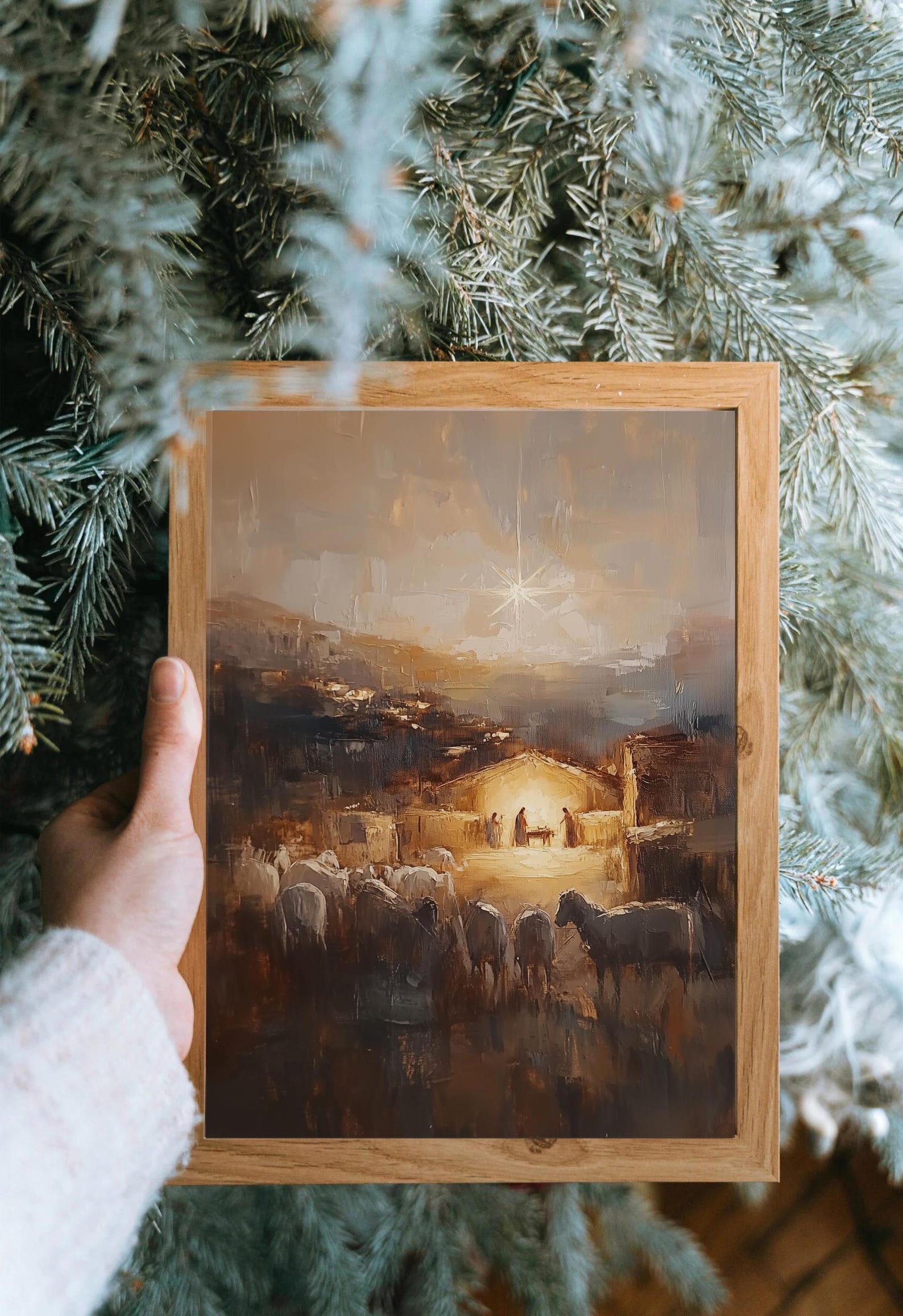 Nativity Scene Oil Painting Print: Festive Christmas Wall Art (digital ...