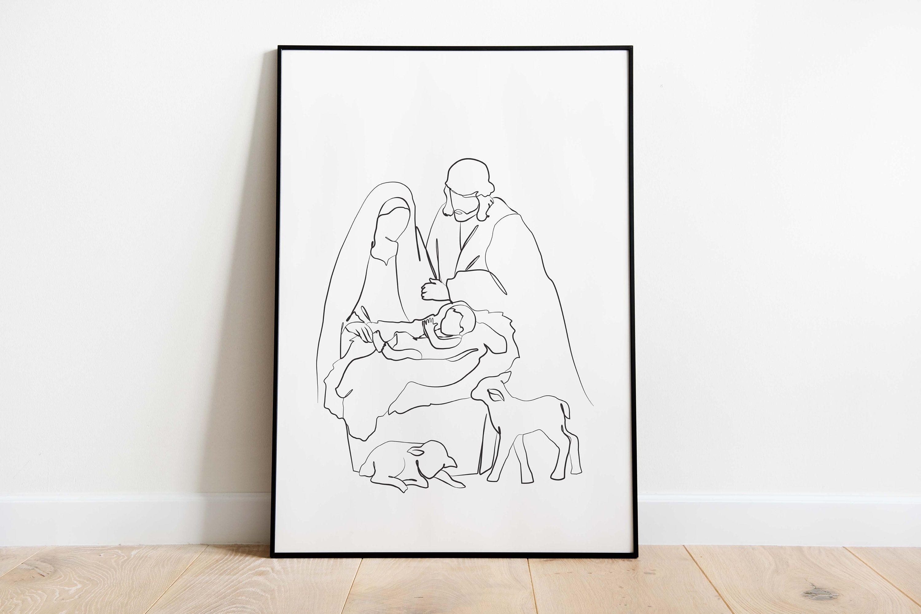 Nativity Line Drawing Minimal Minimalist Christmas Print - Etsy