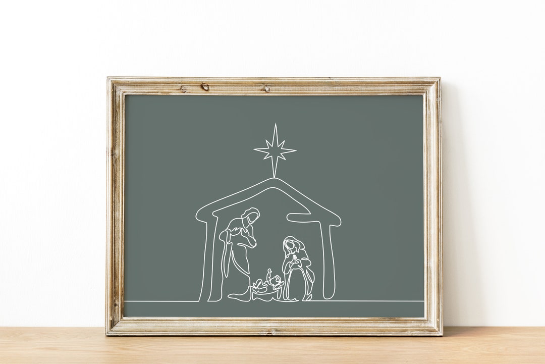 Minimalist Nativity Scene Line Art - Christmas Jesus (digital Download ...