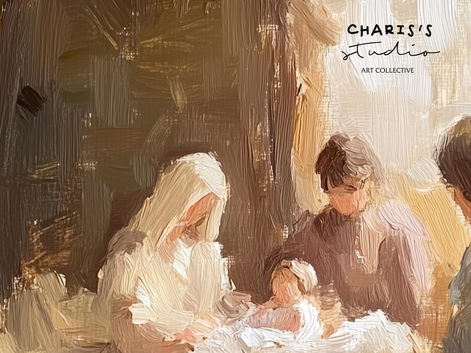 Nativity Scene Oil Painting: Christmas Wall Art Print (instant Download ...