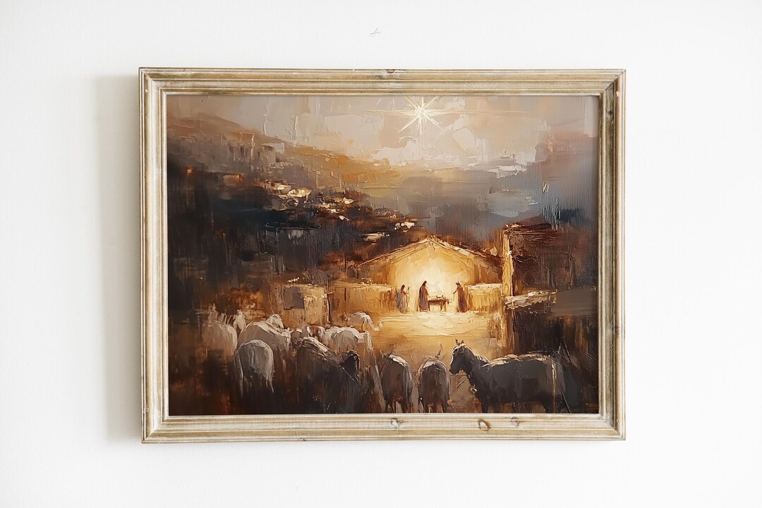 Nativity Scene Oil Painting Print: Christmas Wall Art (digital Download ...