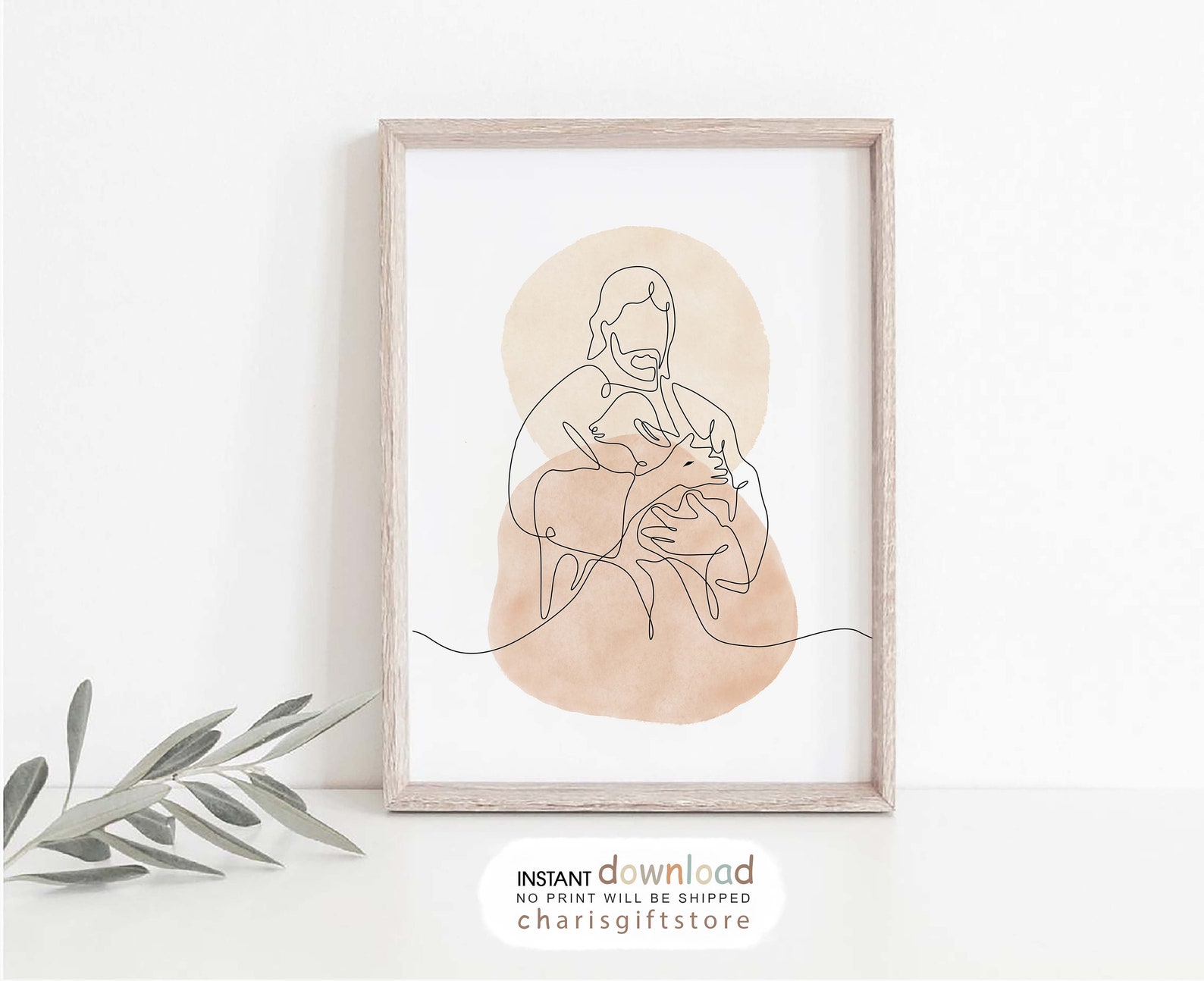 Jesus Portrait Line Art Boho Wall Art Printable Baptism - Etsy