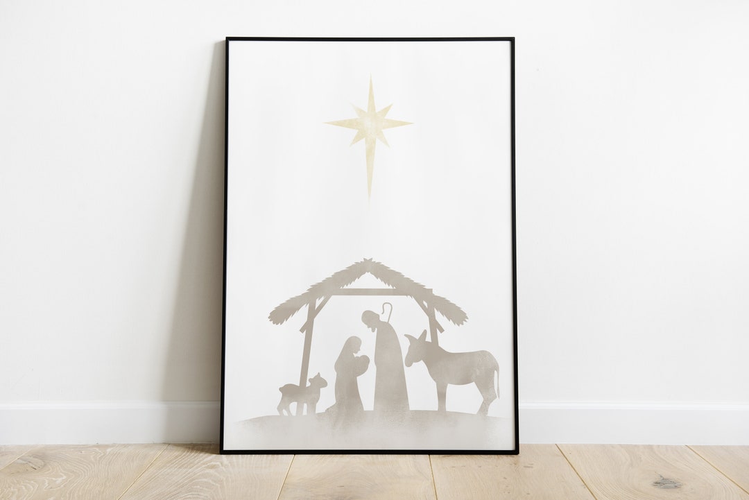 Nativity Scene Art, Christmas Jesus Digital Download, Christmas ...