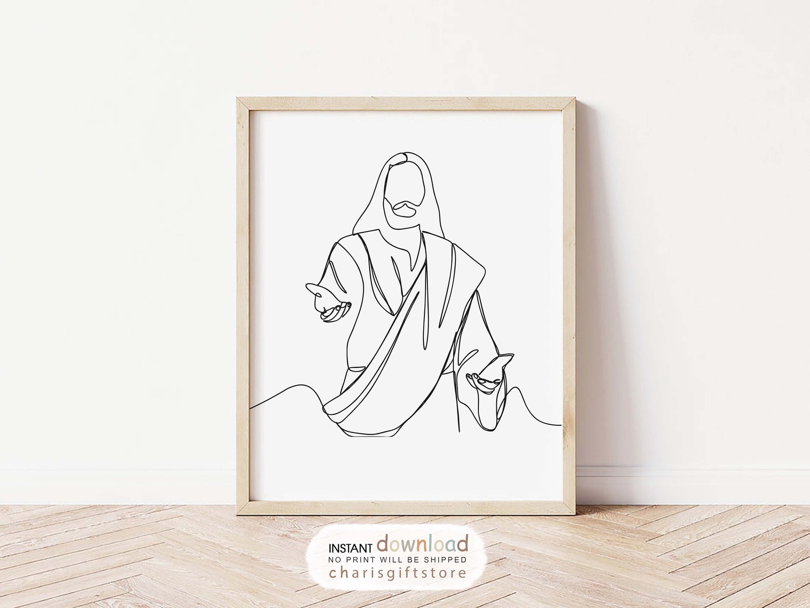 Jesus Line Art Jesus Wall Art Printable Baptism Gift Jesus - Etsy