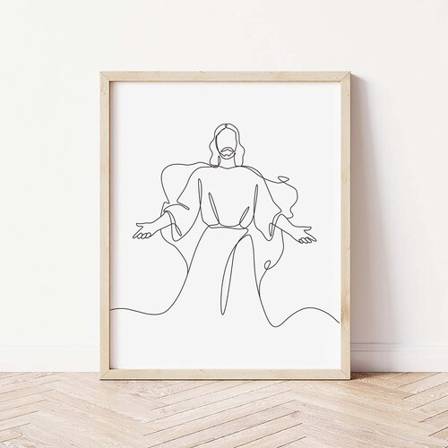 Jesus Crucifixion Portrait LDS Christian Line Art Wall Print - Etsy