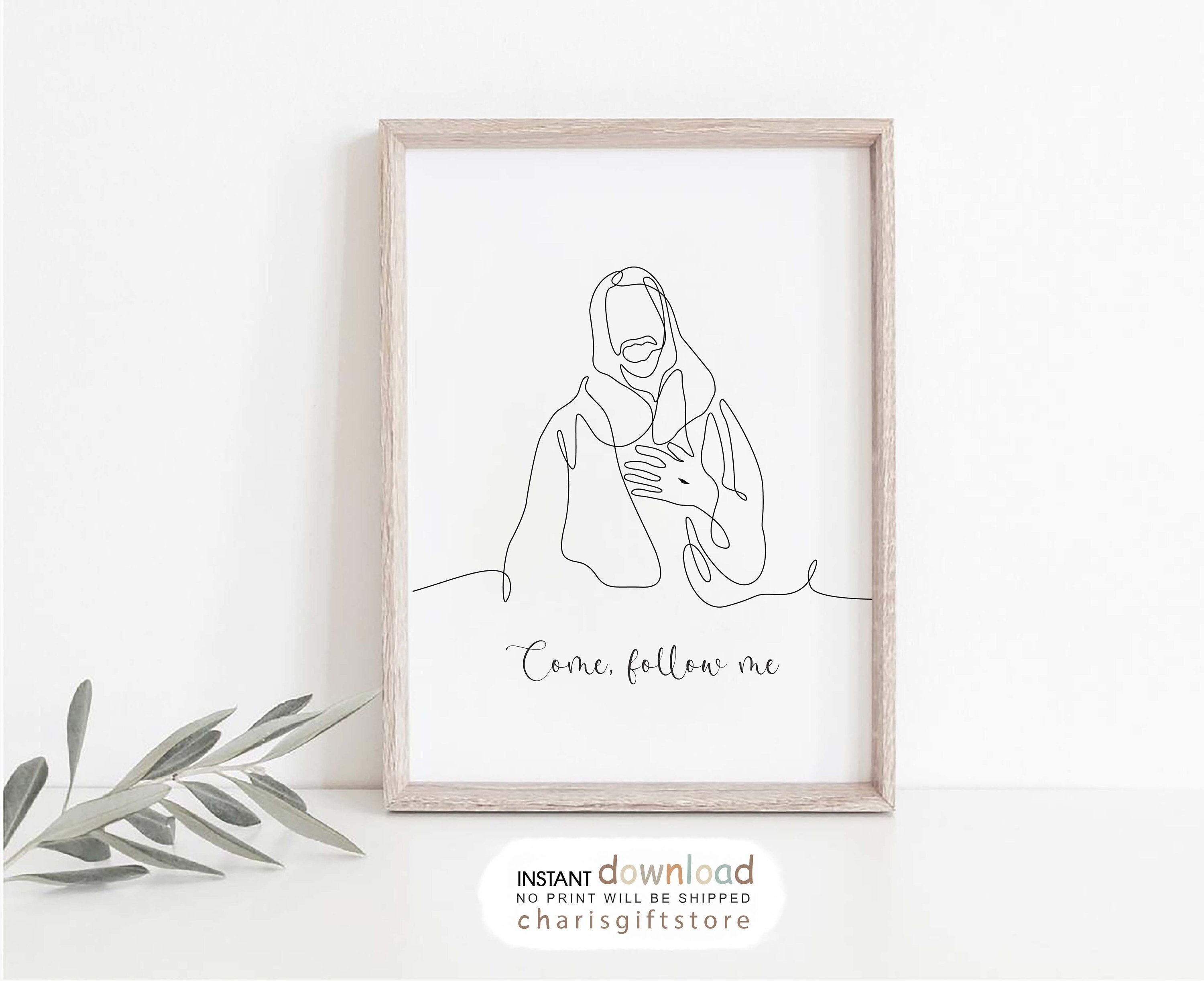 Come Follow Me Jesus Line Art Jesus Wall Art Easter | Etsy