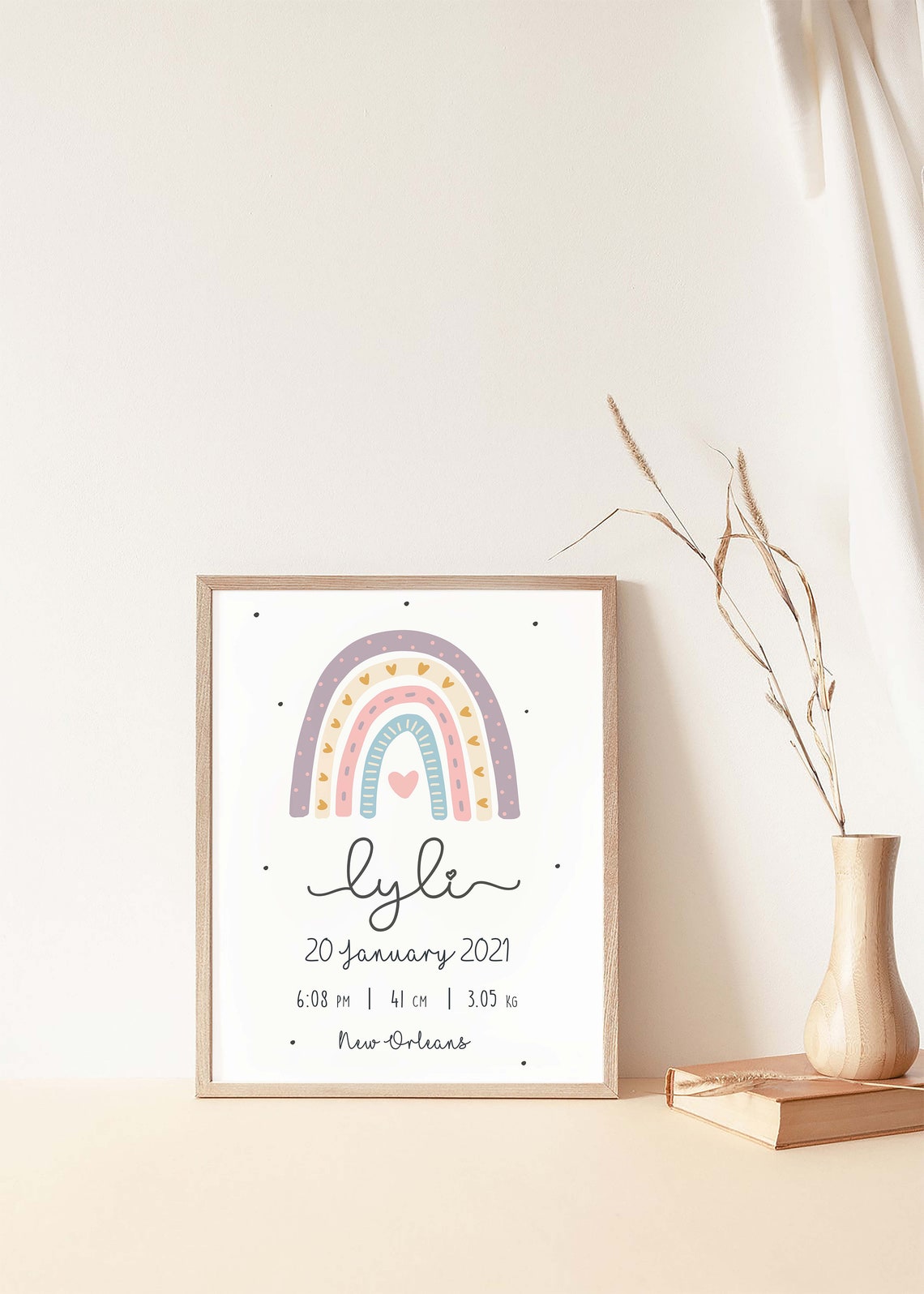 New Baby Print Birth Print Personalized Baby Gift Birth | Etsy