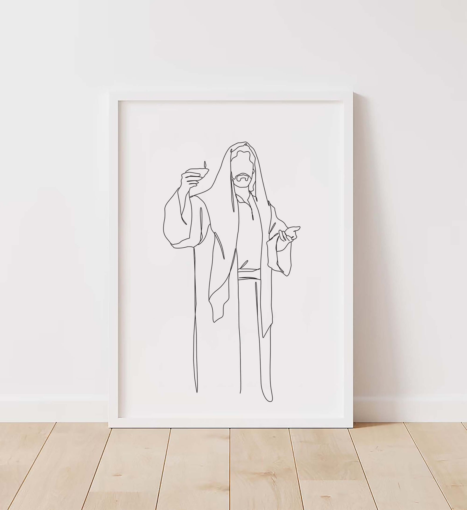 Jesus Portrait Line Art Light LDS Wall Art Printable - Etsy