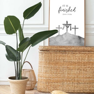 Lent Printable, It is Finished John 19:30 Printable, Wall Art Good ...