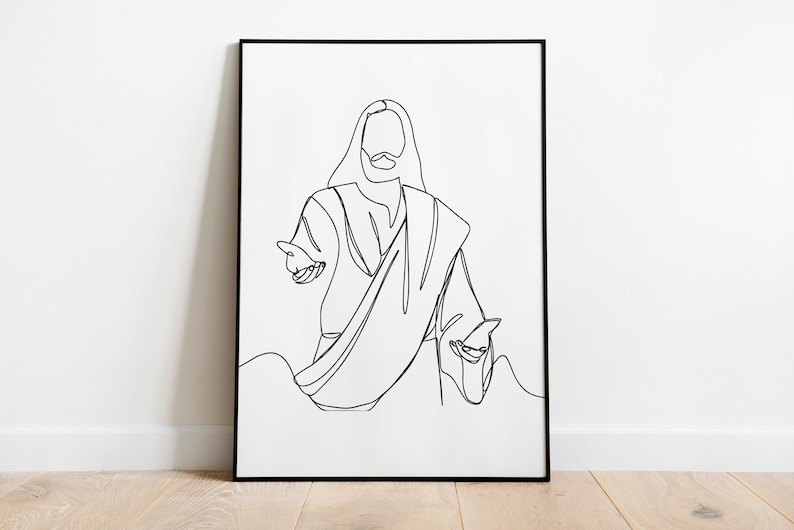 Jesus Line Art Jesus Wall Art Printable Baptism Gift Jesus - Etsy
