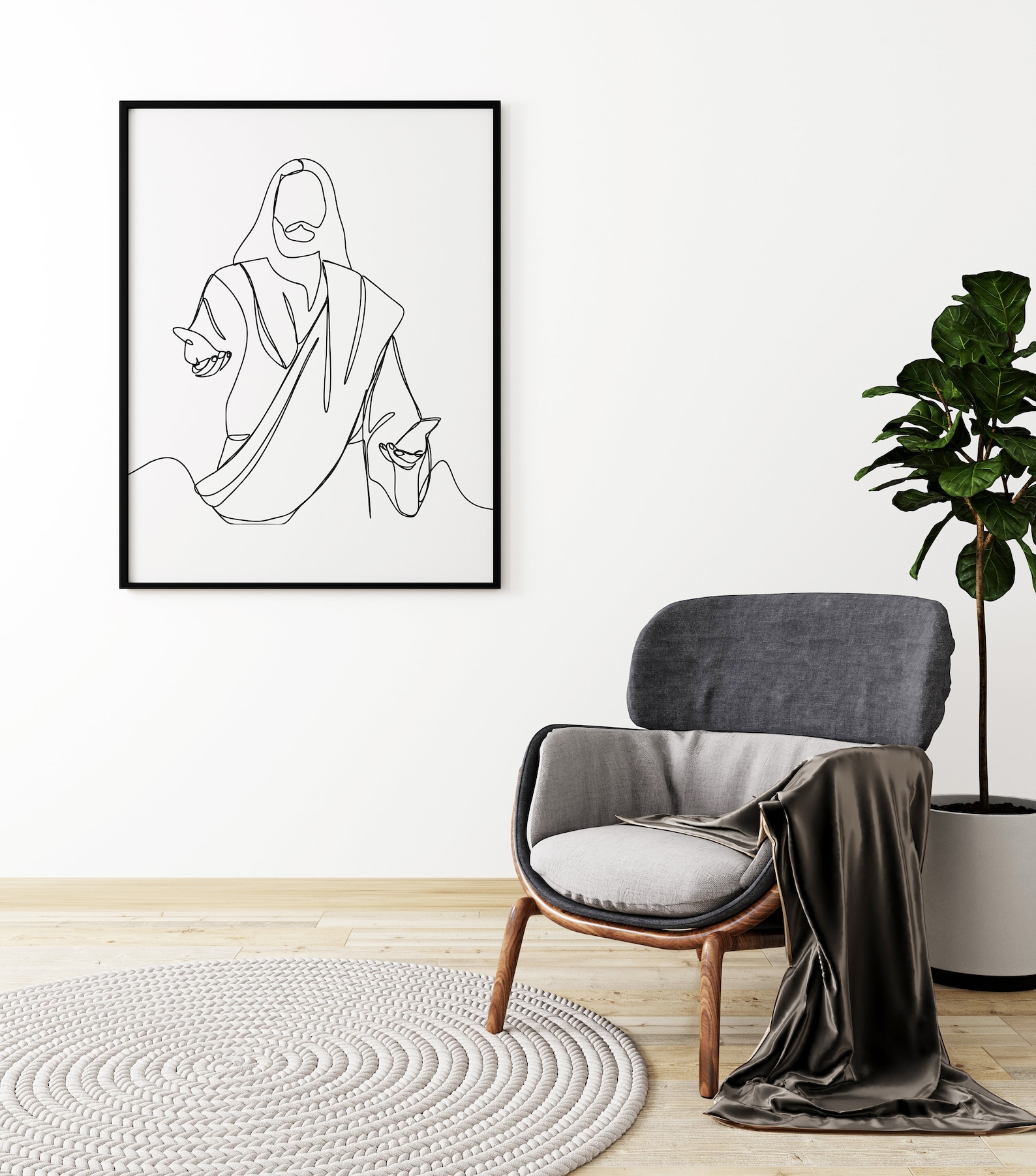 Jesus Line Art Jesus Wall Art Printable Baptism Gift Jesus - Etsy