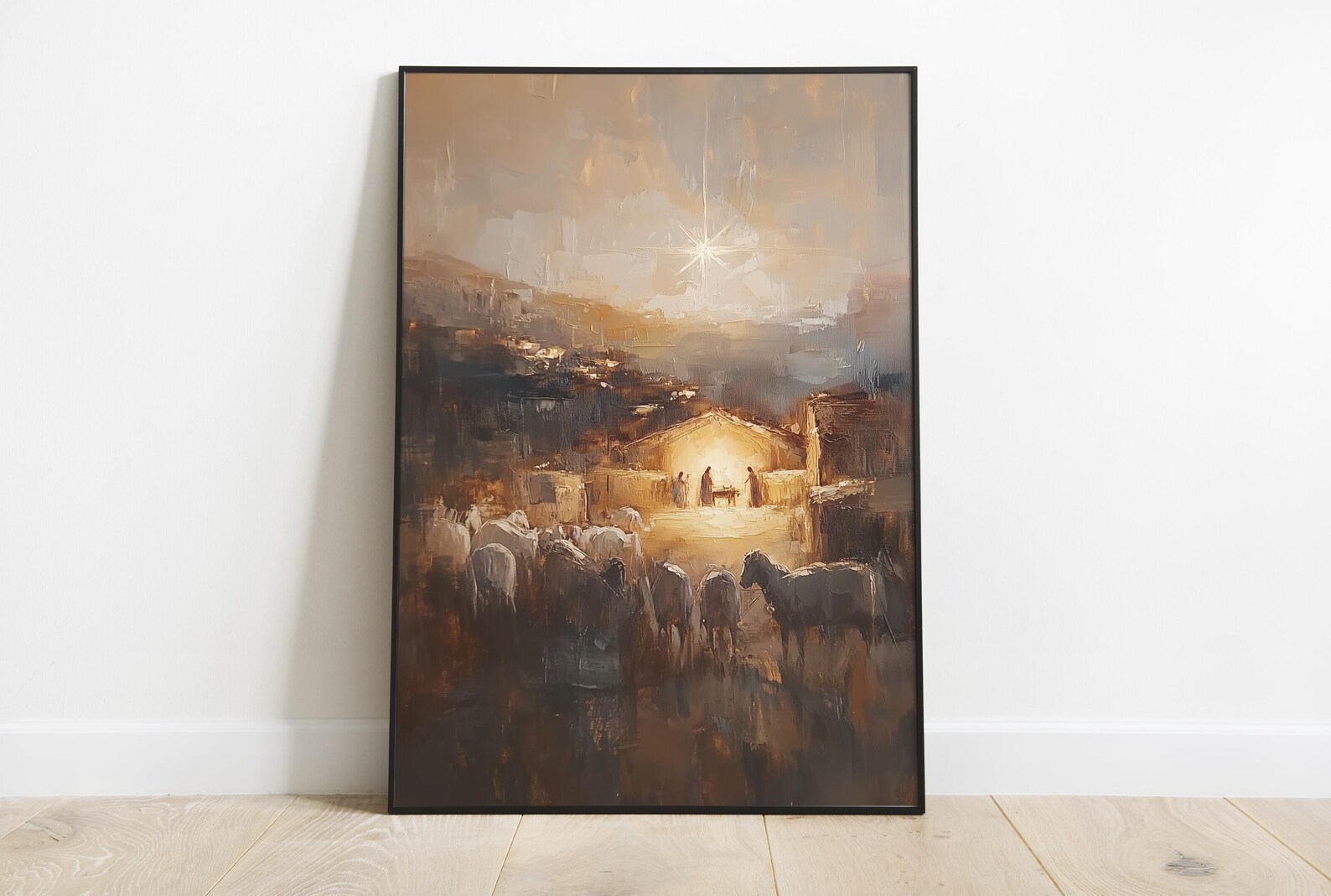 Nativity Scene Oil Painting Print: Festive Christmas Wall Art (digital ...