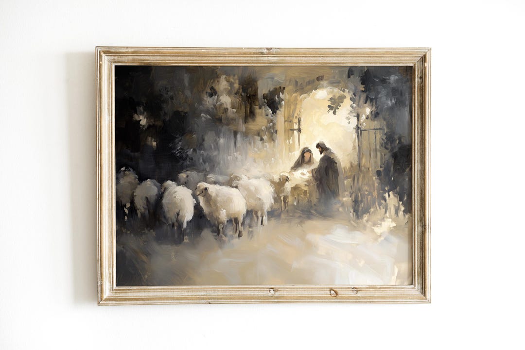 Nativity Scene Oil Painting: Christmas Wall Art (instant Download) - Etsy