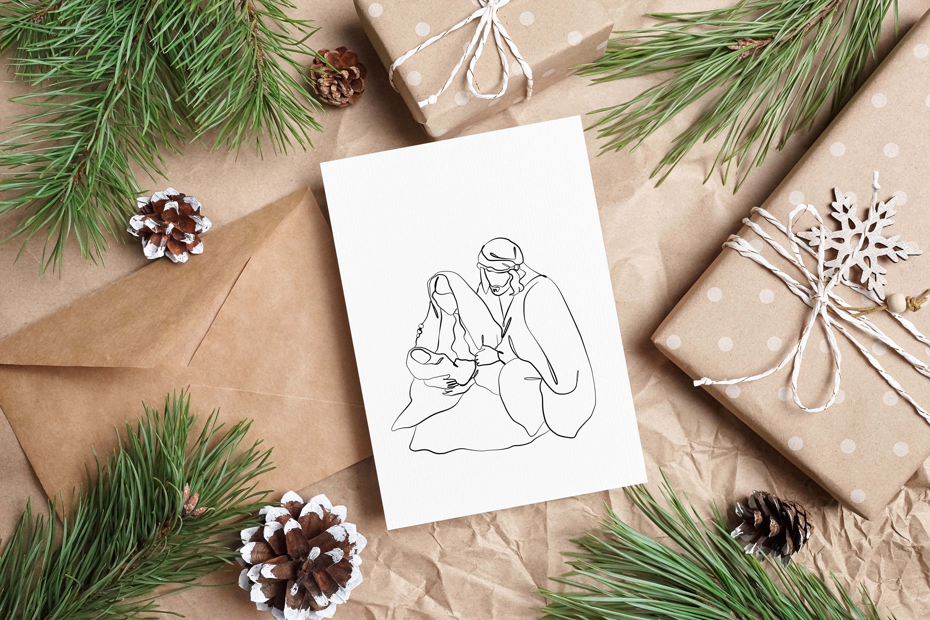 Nativity Scene Line Art Minimal Christmas Christmas Jesus - Etsy