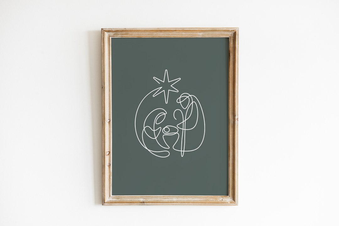 Nativity Scene Line Art, Minimal Christmas, Christmas Jesus Digital ...