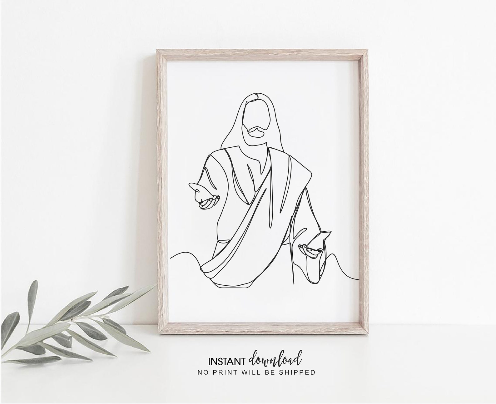 Jesus Line Art Jesus Wall Art Printable Baptism Gift Jesus - Etsy