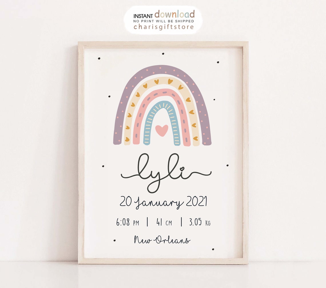 New Baby Print Birth Print Personalized Baby Gift Birth | Etsy