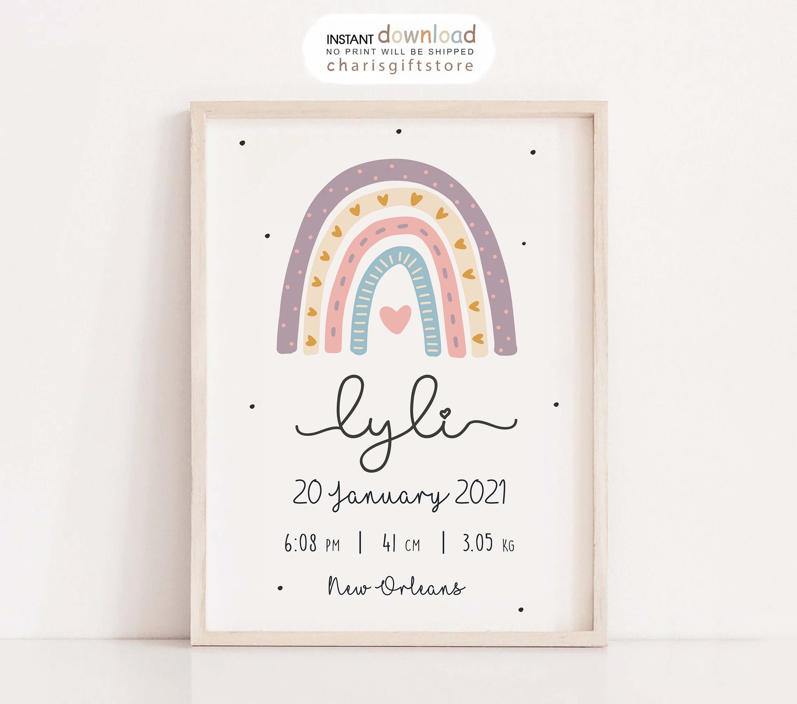 New Baby Print Birth Print Personalized Baby Gift Birth | Etsy