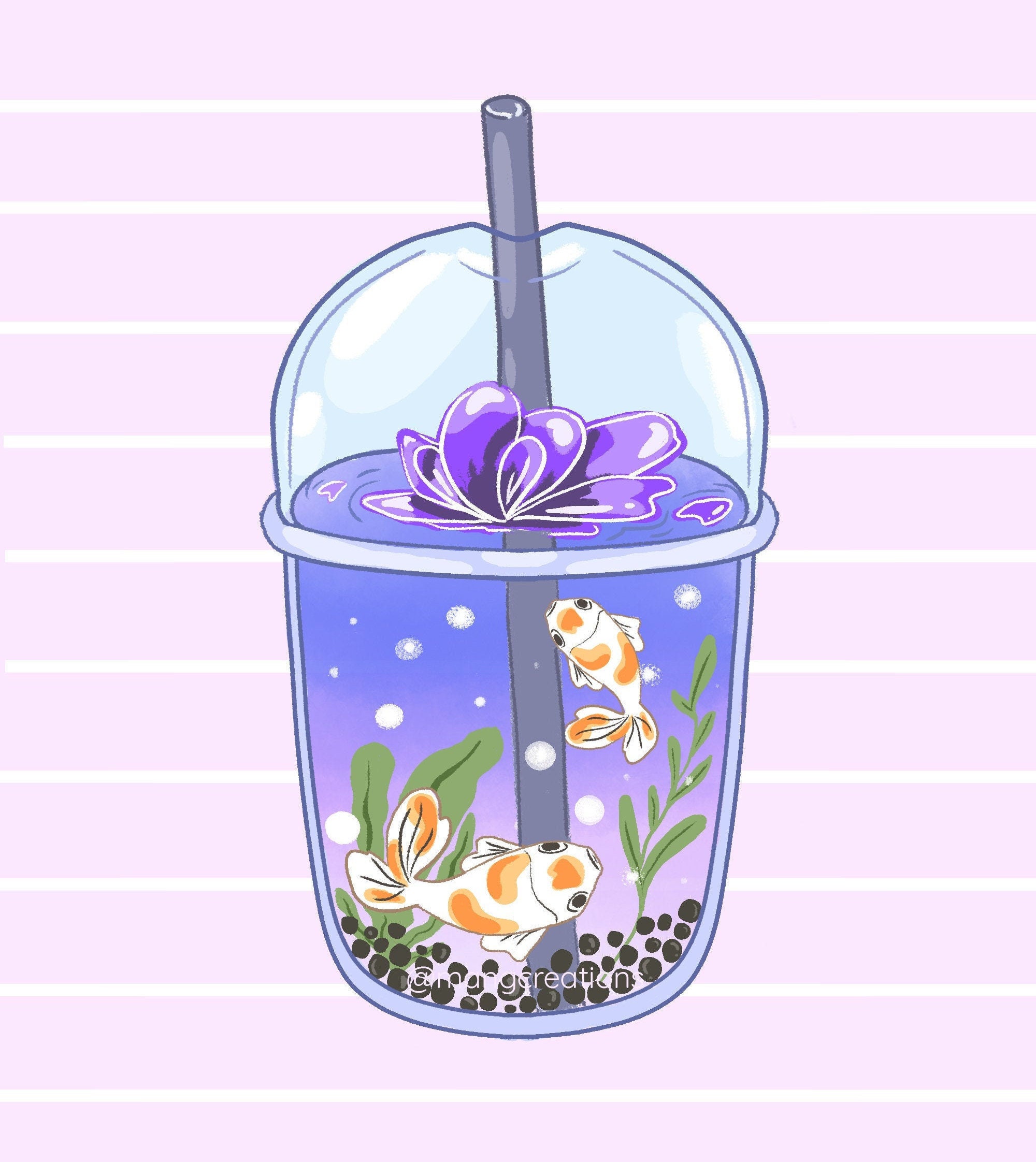 Koi Fish Bubble Tea Sticker | Etsy