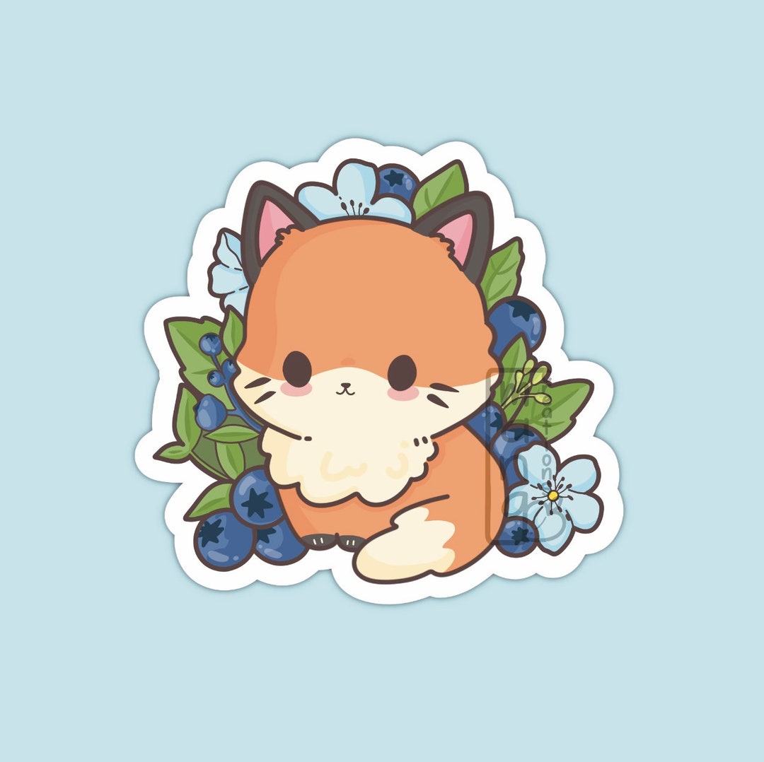 Blueberry Fox Vinyl Sticker - Etsy