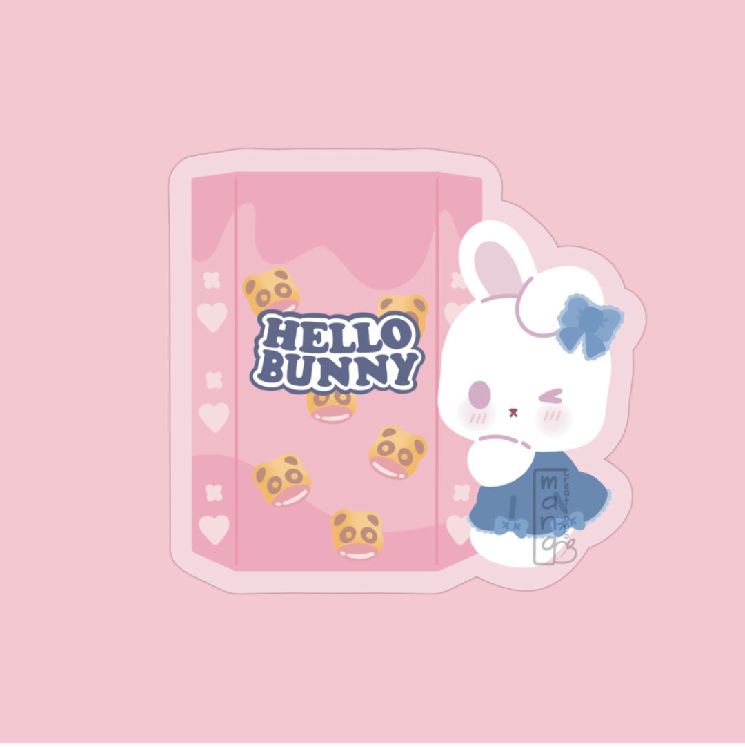 Hello Bunny Vinyl Sticker - Etsy
