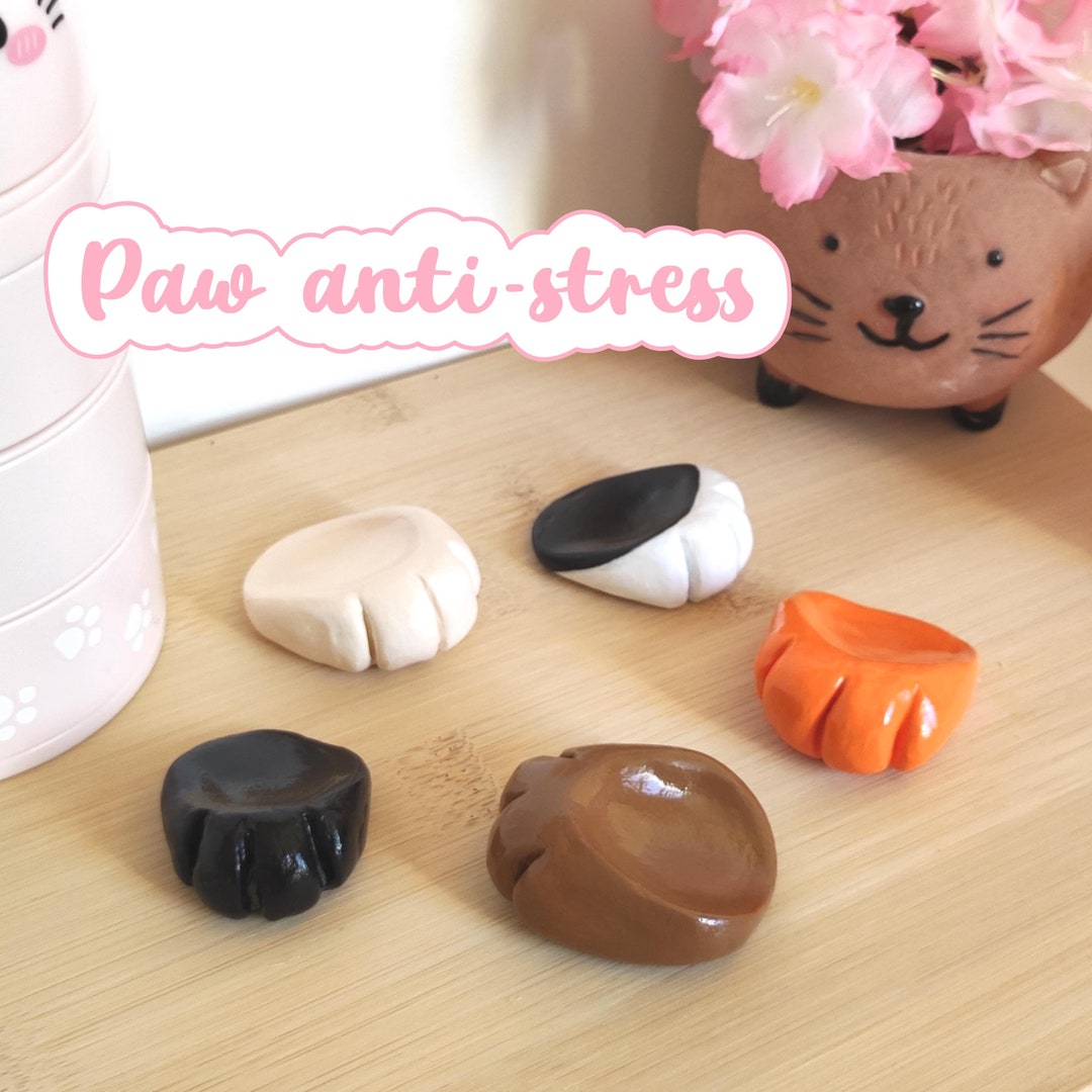 Paw Anti-stress Worry Stone Pierre D'inquiétude Relaxant Patte De Chat ...