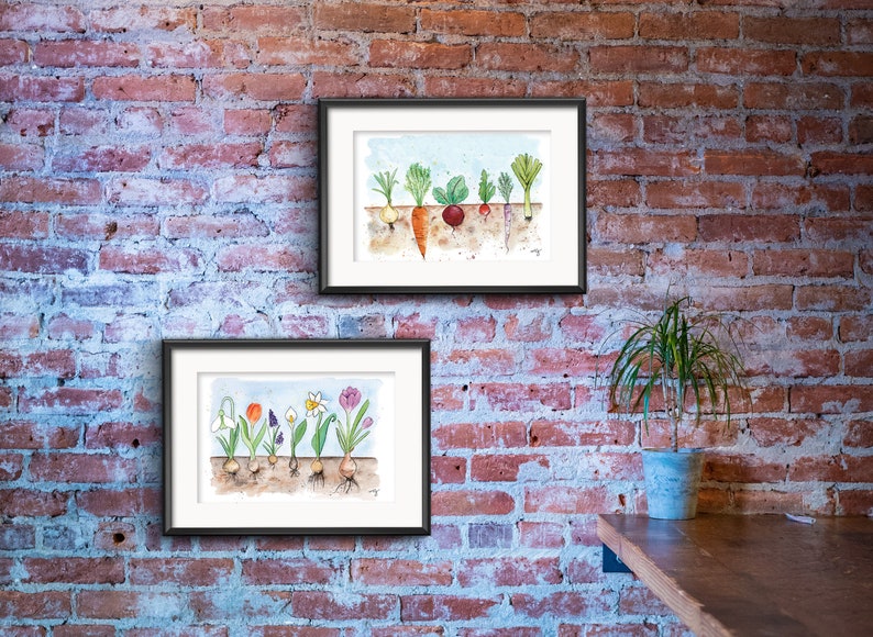 Watercolor Root Vegetable Garden Art Print, Kitchen Wall Decor - Etsy