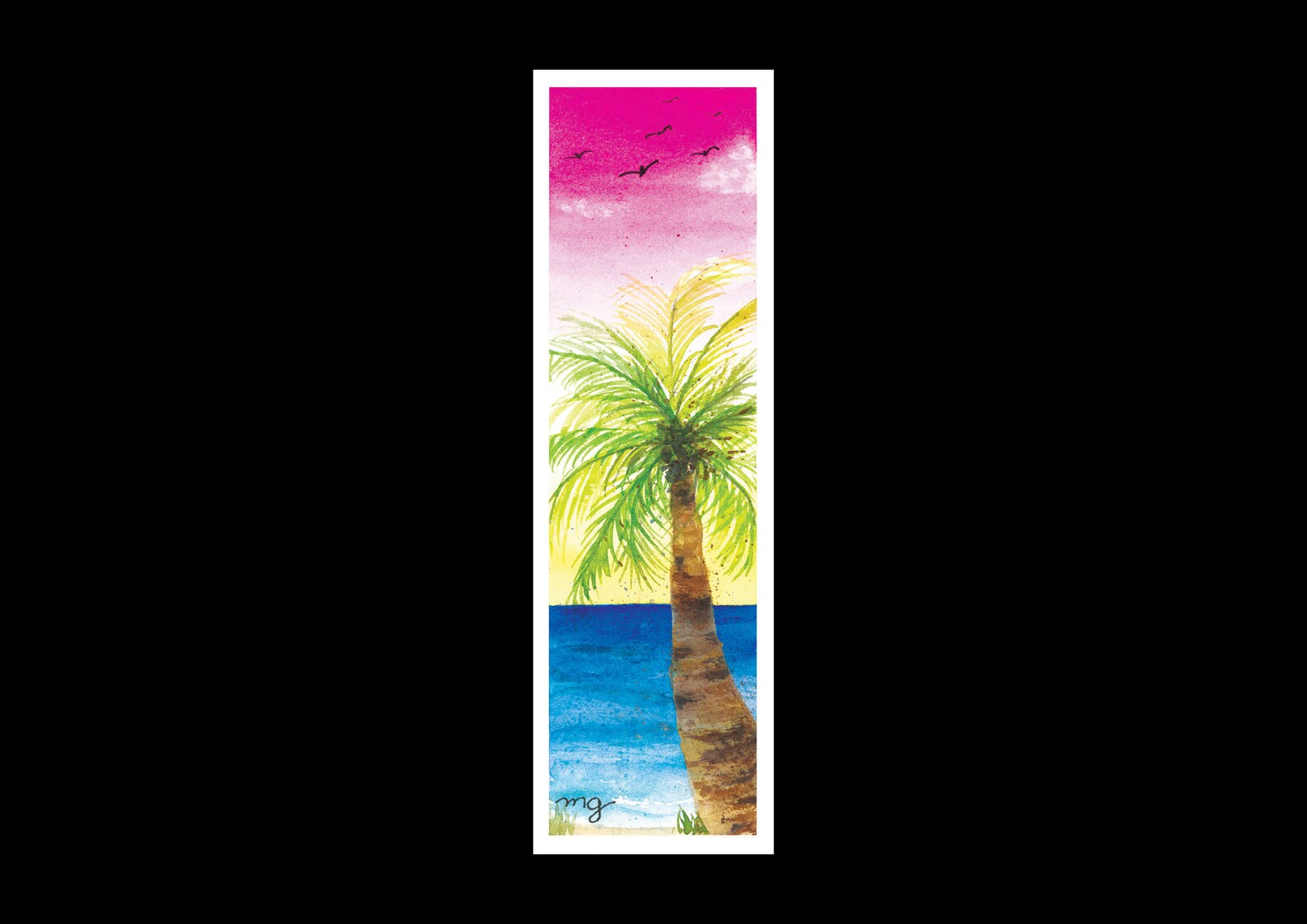 Pink Sunset Beach Bookmark Palm Tree Silhouette Beach Life - Etsy