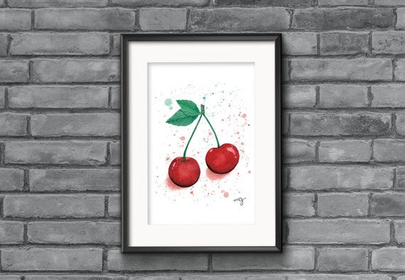 Cherries wall decor cherry pop poster cherries girl room | Etsy
