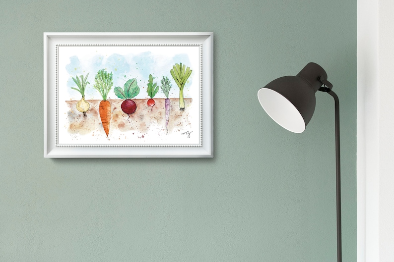 Root Vegetable Garden Poster Kitchen Vegetables Wall Decor - Etsy