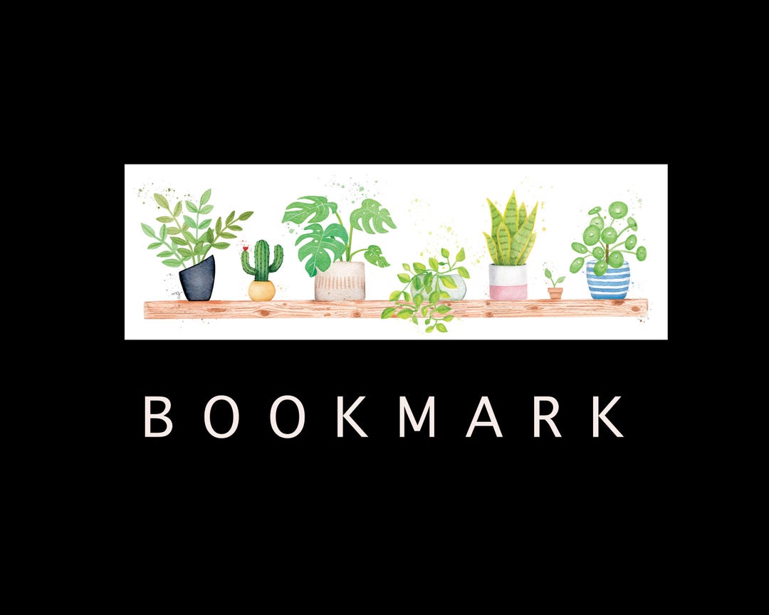 Plants in Pots Bookmark Greenery Wall Shelf, Elegant Plant Bookmark ...
