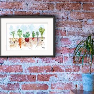 Watercolor Root Vegetable Garden Art Print, Kitchen Wall Decor - Etsy