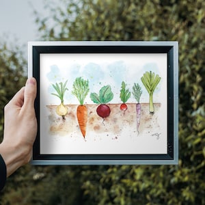 Root Vegetable Garden Poster Kitchen Wall Decor, Root Veggie Art Print ...