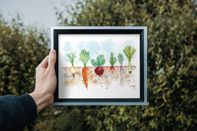 Root Vegetable Garden Poster Kitchen Vegetables Wall Decor - Etsy